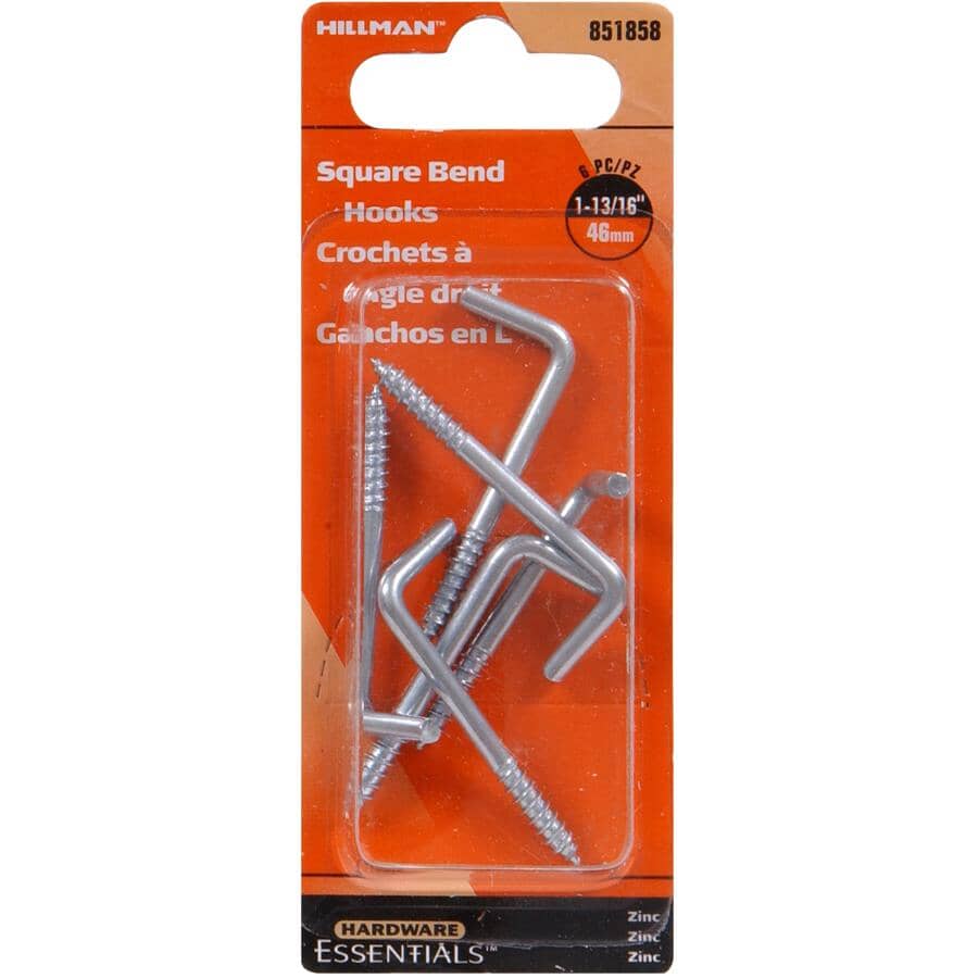 HILLMAN 6 Pack #110 1-13/16" Zinc Square Bend Screw Hooks | Home Hardware