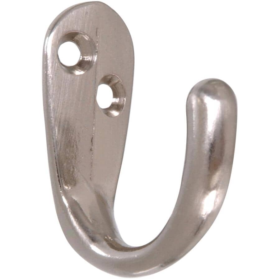 HILLMAN Single Wardrobe Hooks, Satin Nickel | Home Hardware