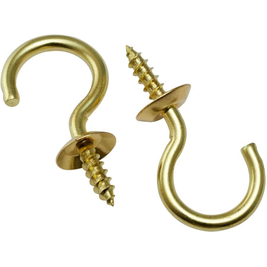 BUILDER'S HARDWARE 2 Pack 1-1/4" Brass Cup Hooks | Home Hardware