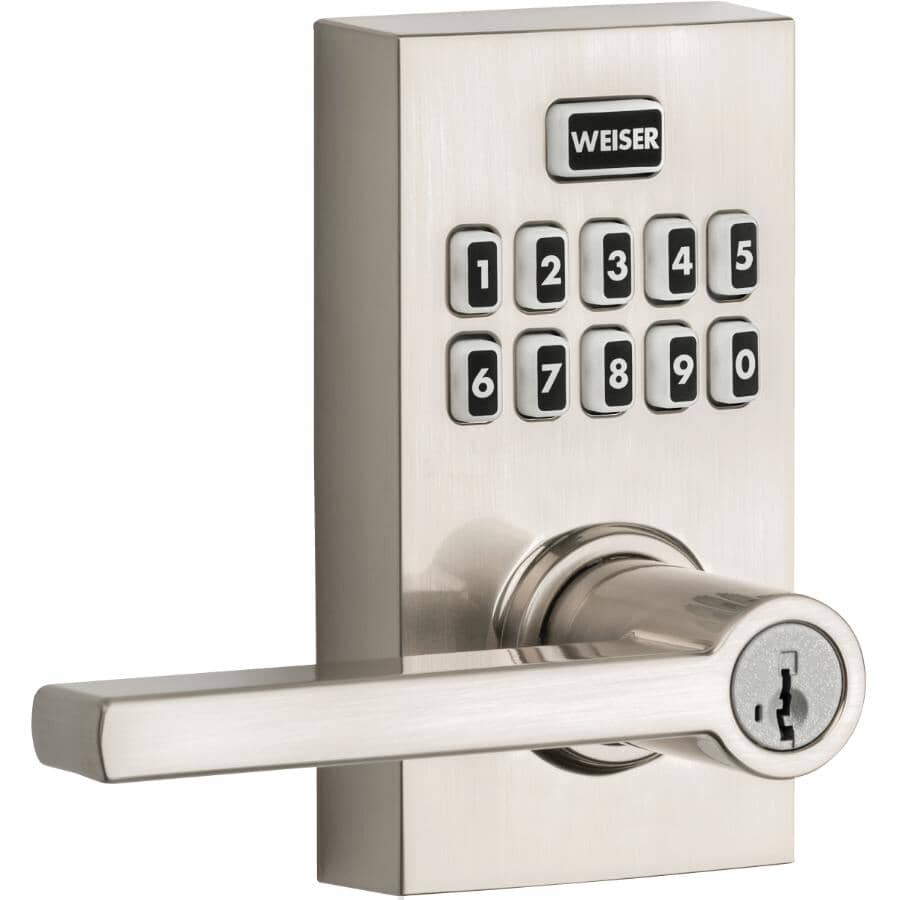 WEISER LOCK Smartcode Electronic Entrance Leverset – Satin Nickel ...