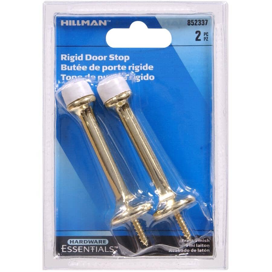 HILLMAN 2 Pack 3" Brass Rigid Door Stops | Home Hardware