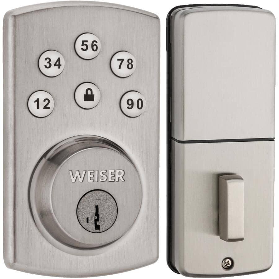 Weiser Lock Satin Chrome Electronic Smart Key Powerbolt Deadbolt Lock ...