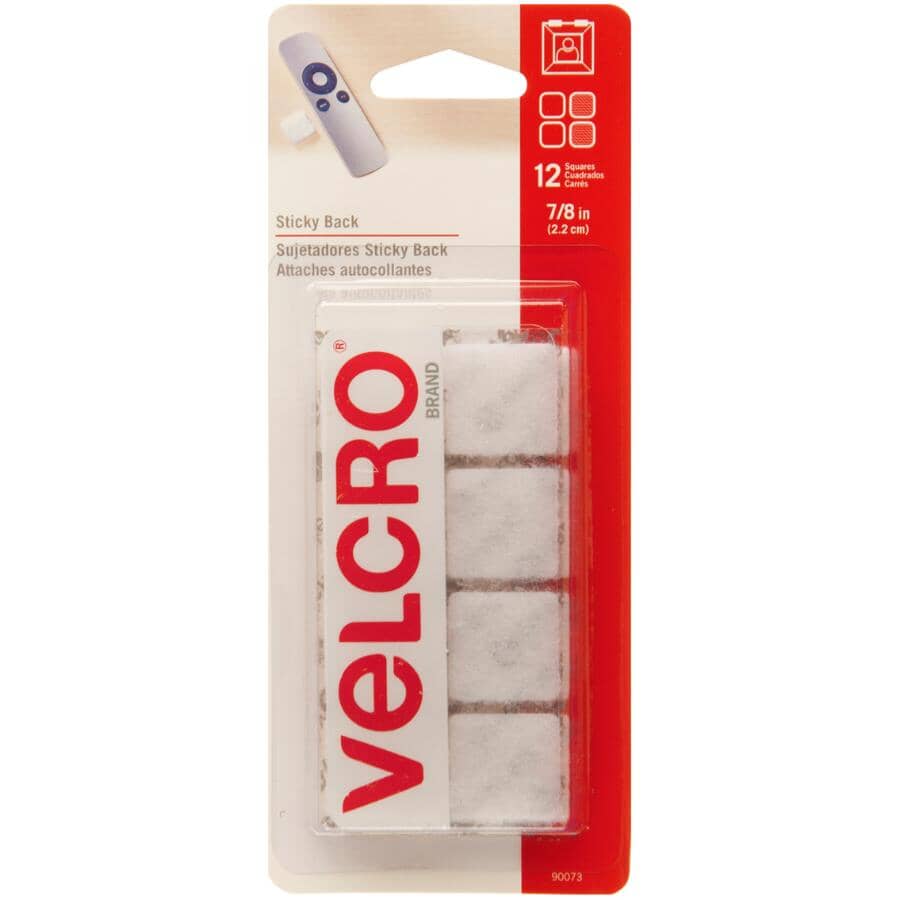 VELCRO (R) BRAND FASTENERS 12 Pack 7/8" Square White VELCRO® Strips ...