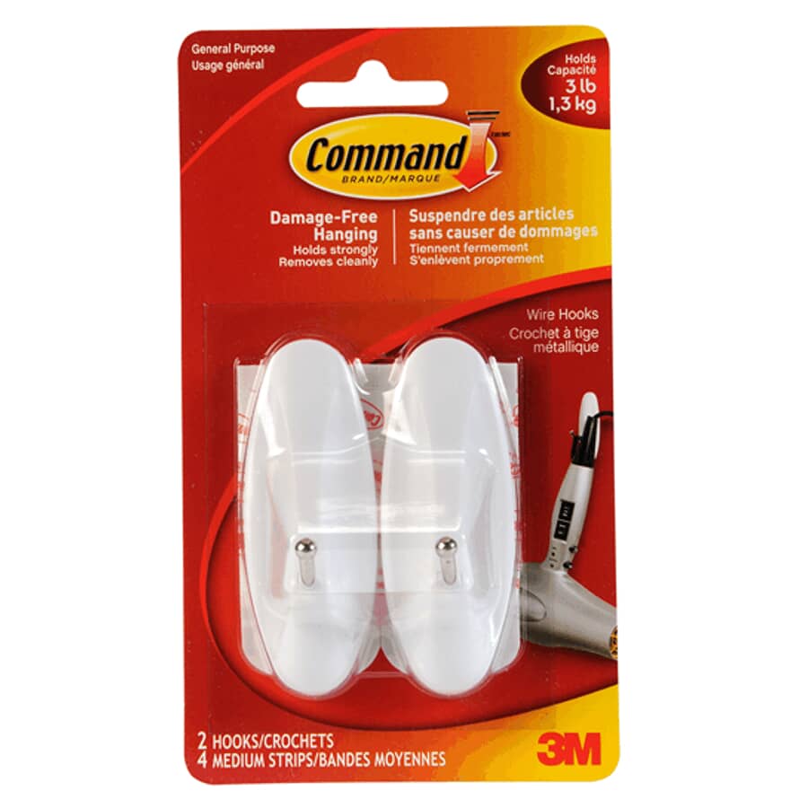 COMMAND 2 Pack White Medium Adhesive Hooks | Home Hardware