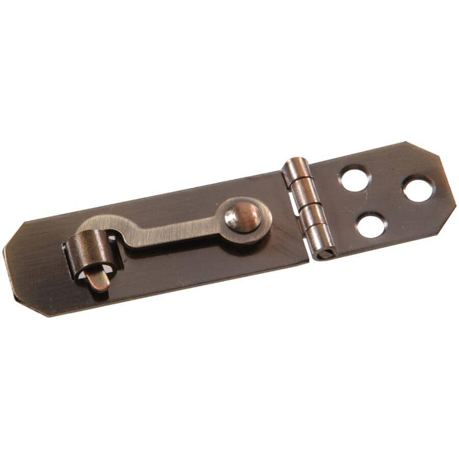 HILLMAN 3/4" x 2-3/4" Antique Brass Hinge Hasp, with Hook | Home Hardware
