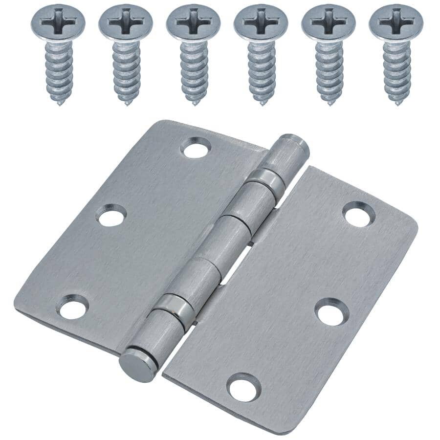 HILLMAN 3-1/2" x 1/4" Smooth & Silent Satin Nickel Butt Hinges with ...