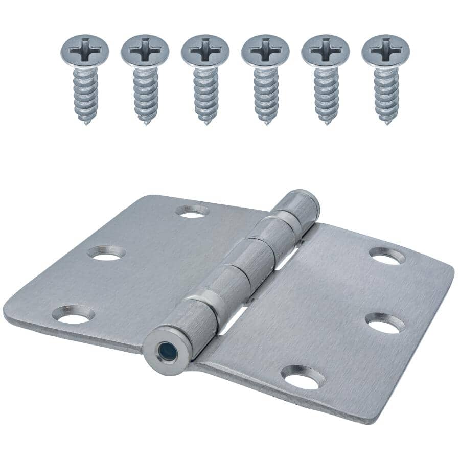 HILLMAN 3-1/2" x 1/4" Smooth & Silent Satin Nickel Butt Hinges with Screws | Home Hardware