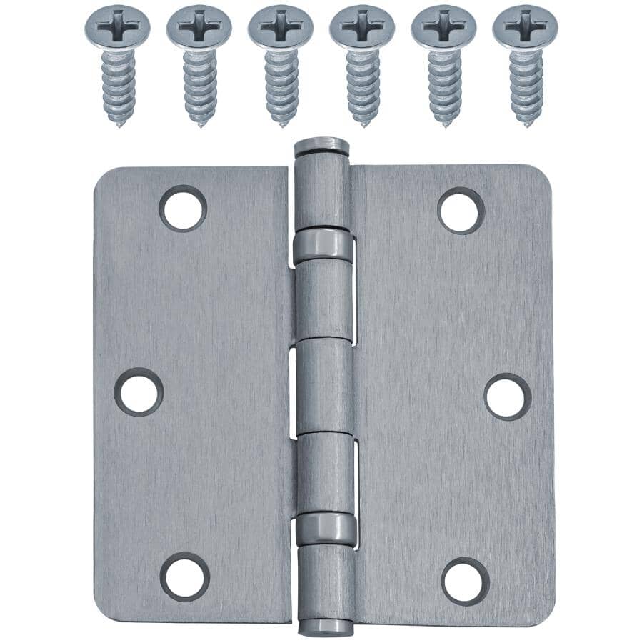 HILLMAN 3-1/2" x 1/4" Smooth & Silent Satin Nickel Butt Hinges with ...
