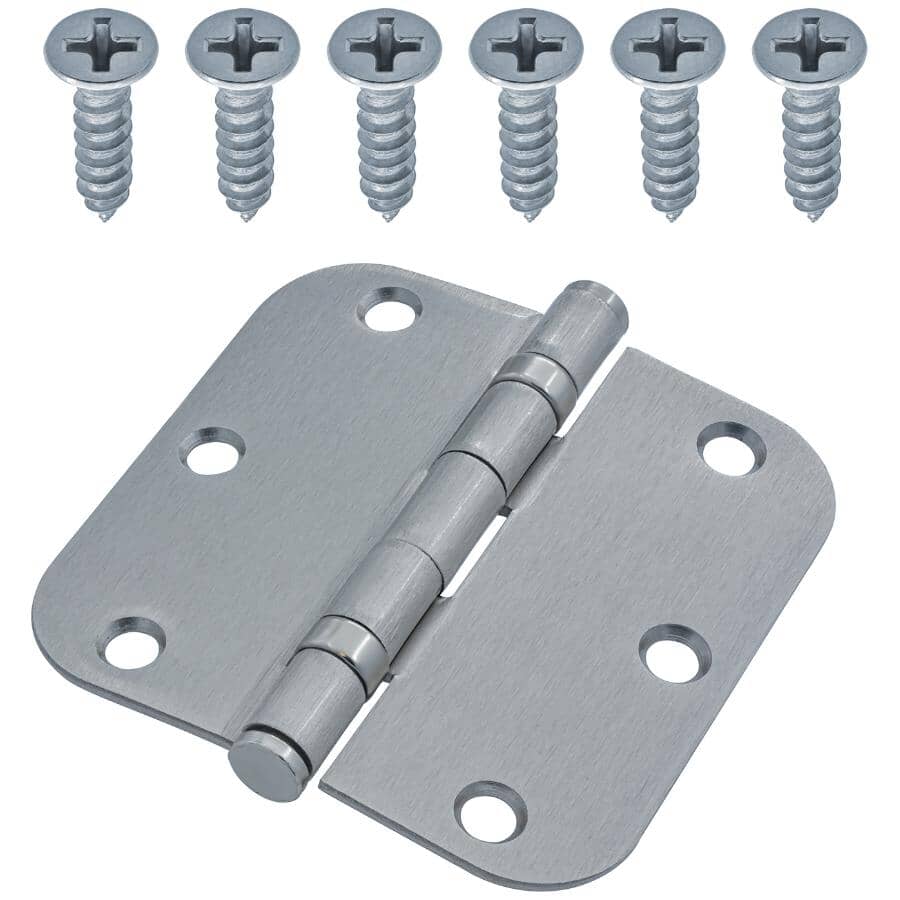 HILLMAN 3-1/2" x 5/8" Smooth & Silent Satin Nickel Butt Hinges with ...