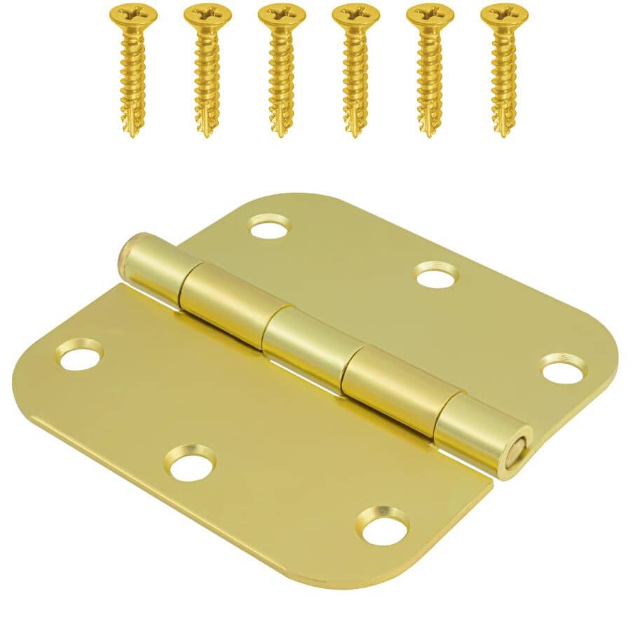 HILLMAN 3" Satin Brass 5/8" Radius Butt Hinge with Screws | Home Hardware