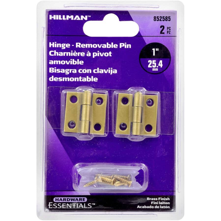 HILLMAN 1" Brass Removable Pin Narrow Hinges | Home Hardware