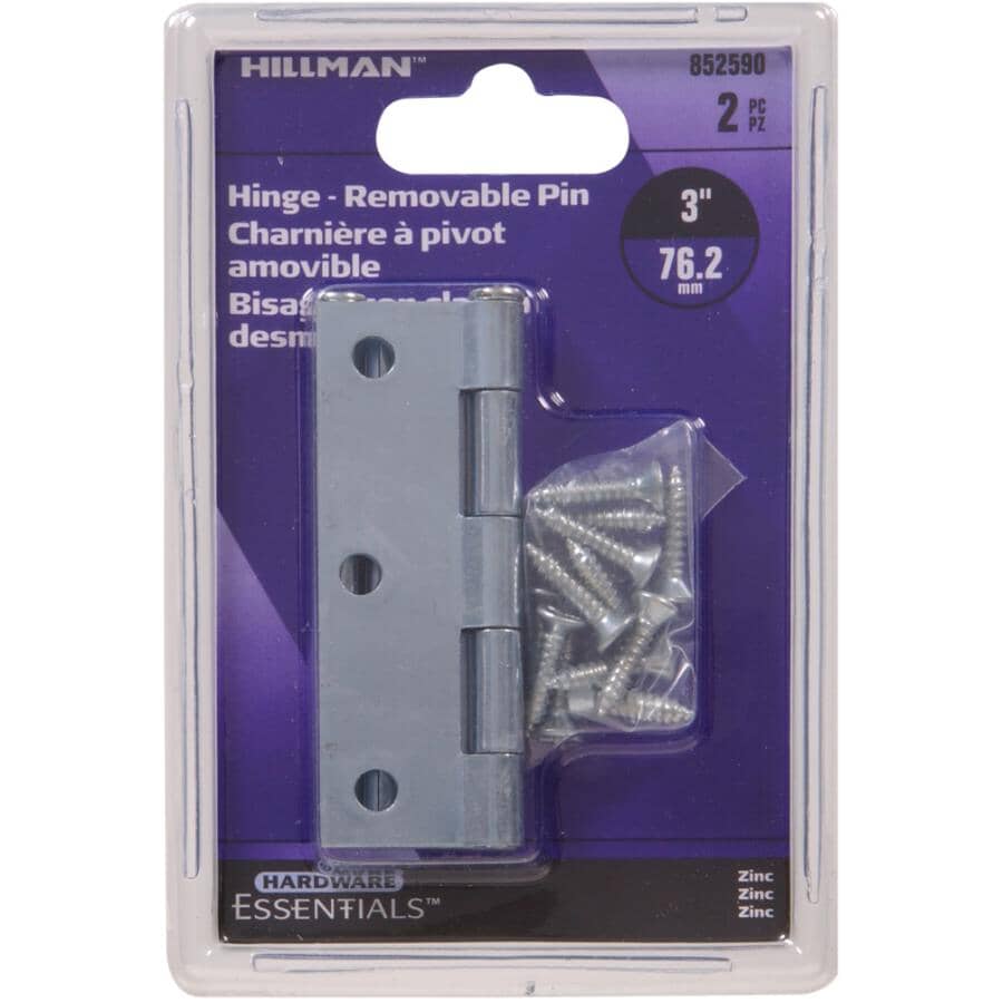 HILLMAN 2 Pack 3" Zinc Removable Pin Narrow Hinges | Home Hardware