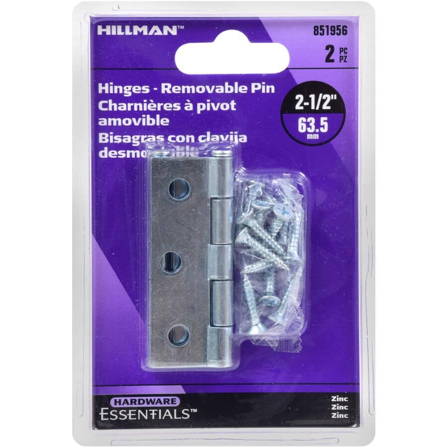 HILLMAN 2 Pack 2-1/2" Zinc Removable Pin Narrow Hinges | Home Hardware