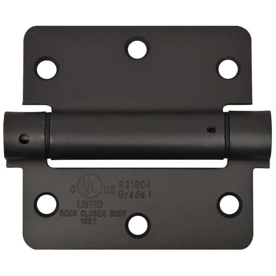HILLMAN 3-1/2" Oil Rubbed Bronze 1/4" Radius Adjustable Spring Hinge ...