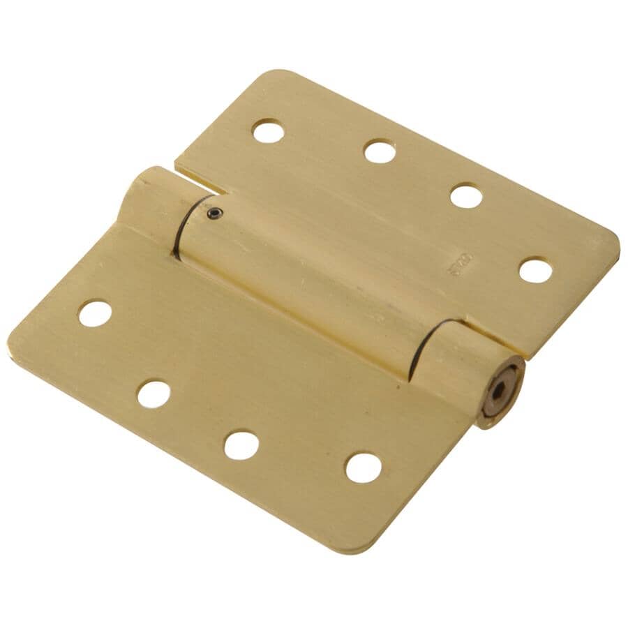 HILLMAN 4" Satin Brass 1/4" Radius Adjustable Spring Hinge | Home Hardware