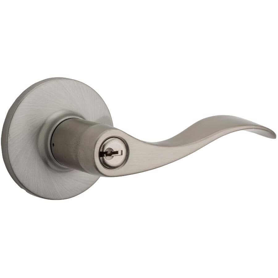WEISER LOCK Satin Nickel Layton Keyed Entry Safelock Entrance Leverset ...