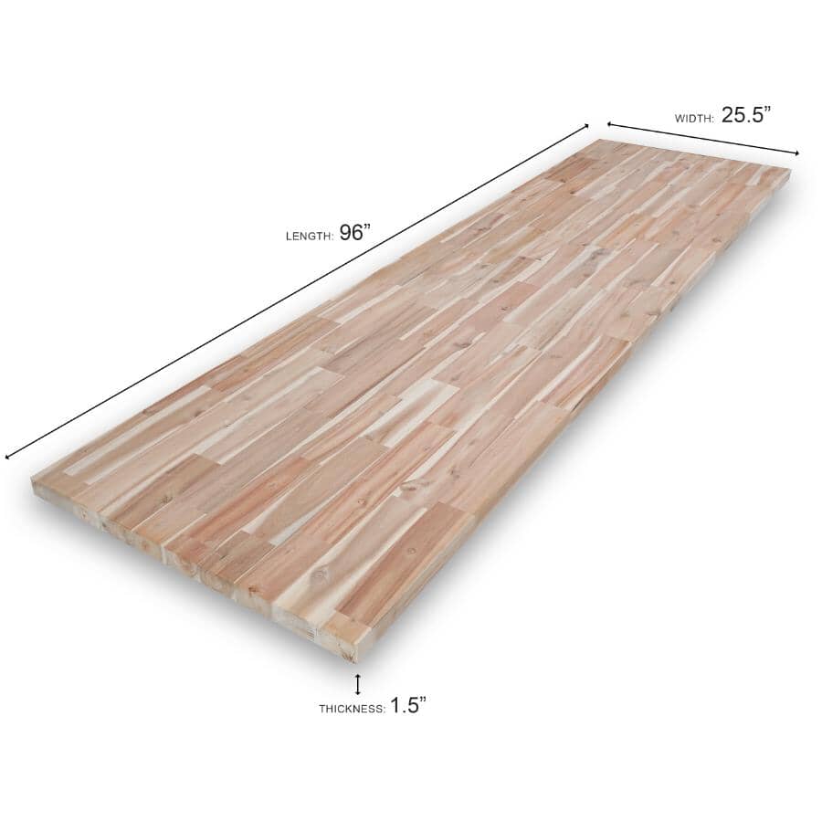 Q-ACACIA 96" x 25.5" x 1.5" Acacia Wood Countertop | Home Hardware