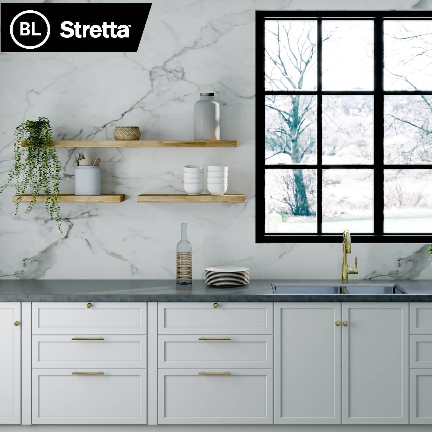 BL STRETTA 120" Post Formed Laminate Countertop with Wrap-Around Edges ...