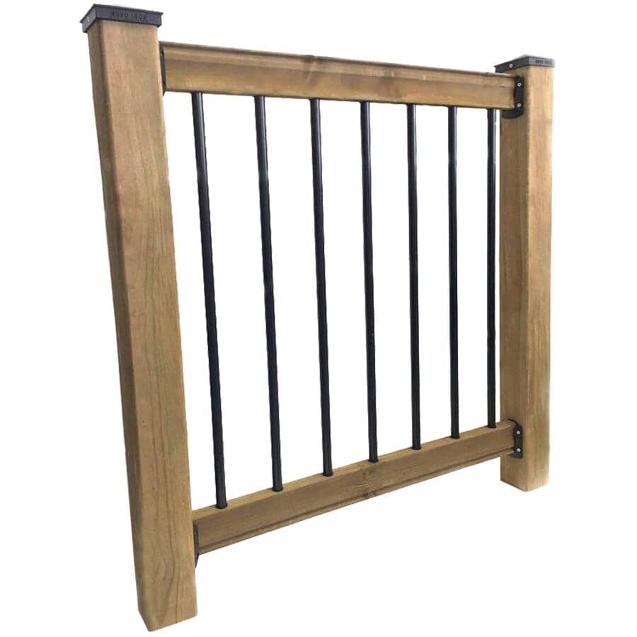 NUVO IRON 6' Traditional Brown Pressure Treated Railing Kit | Home Hardware