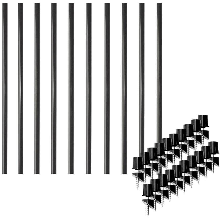 NUVO IRON 26" Round Black Steel Balusters with Connectors | Home Hardware