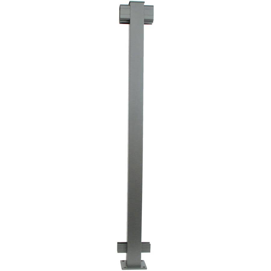 REGAL IDEAS 2-1/4" x 2-1/4" Titanium Slate Aluminum Railing Inline Post ...
