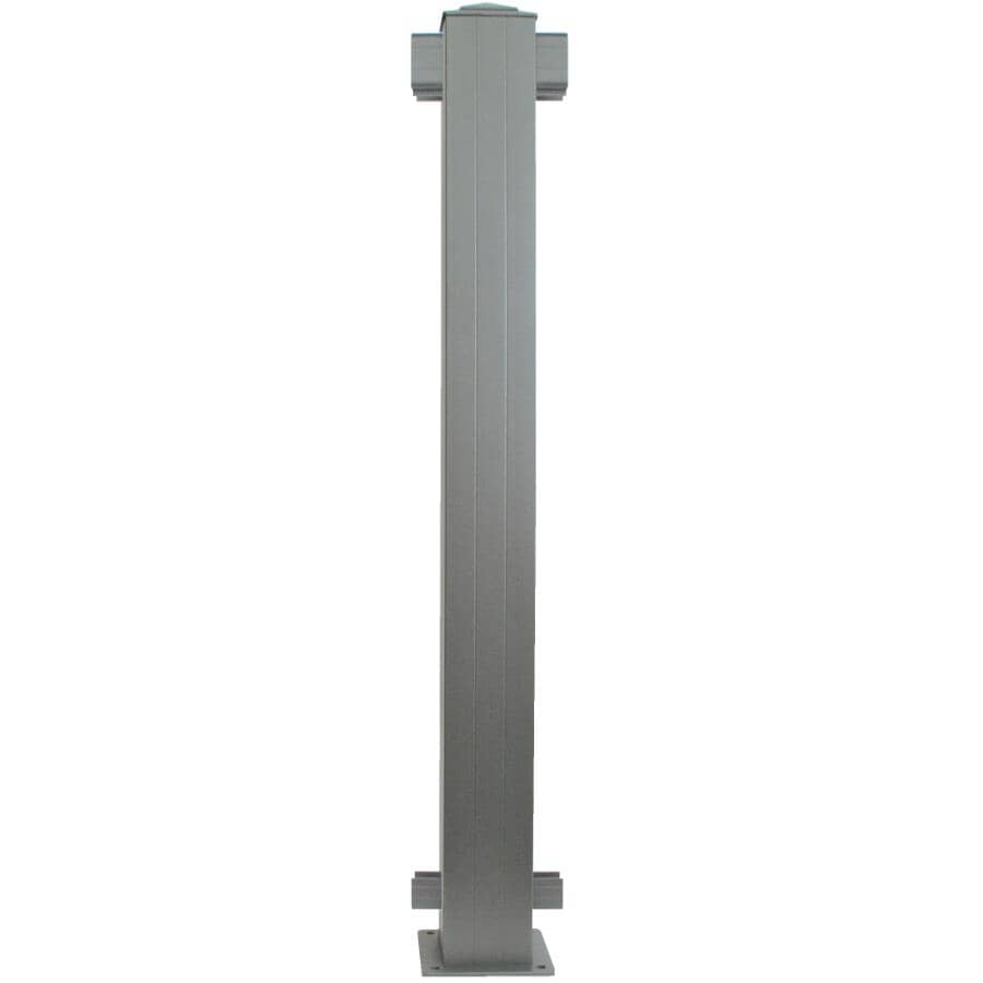 REGAL IDEAS 4" x 4" Titanium Slate Aluminum Railing Inline Post | Home ...
