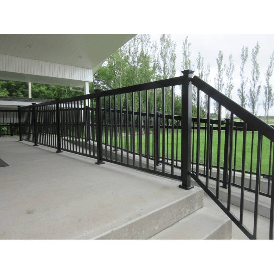 REGAL IDEAS 2-1/4" x 2-1/4" Black Aluminum Railing Inline Post | Home ...