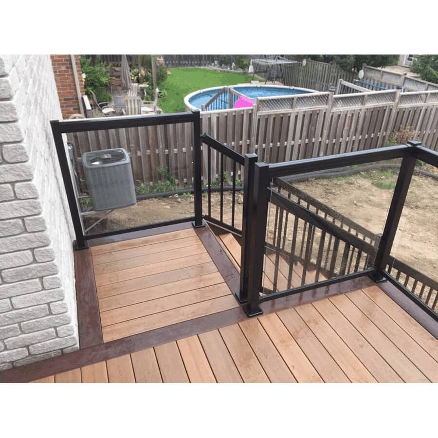 REGAL IDEAS 2-1/4" x 2-1/4" Black Aluminum Railing Inline Post | Home ...