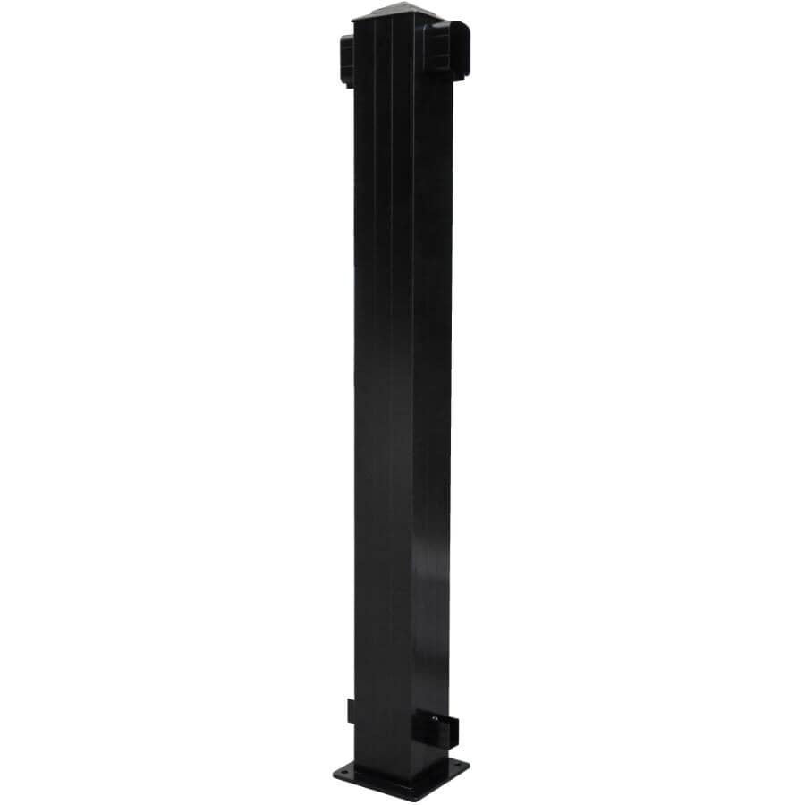 REGAL IDEAS 4" x 4" Black Aluminum Railing Inline Post | Home Hardware