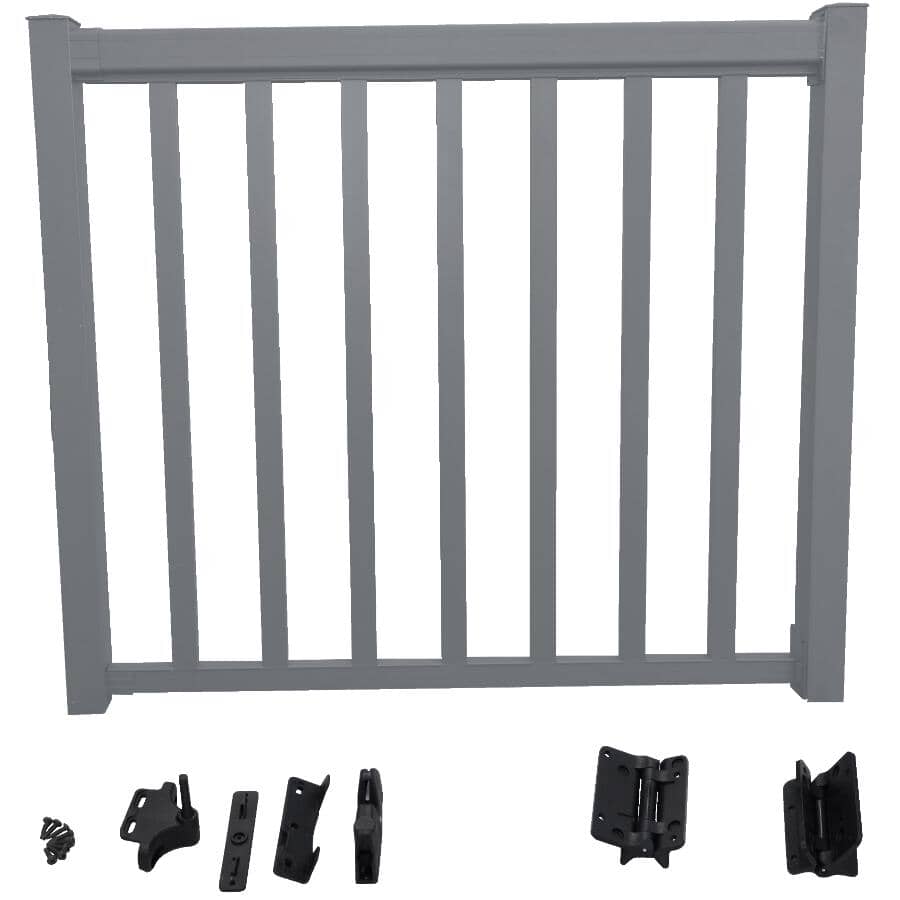 REGAL IDEAS 4' Titanium Slate Wide Gate Picket Aluminum Railing Package ...