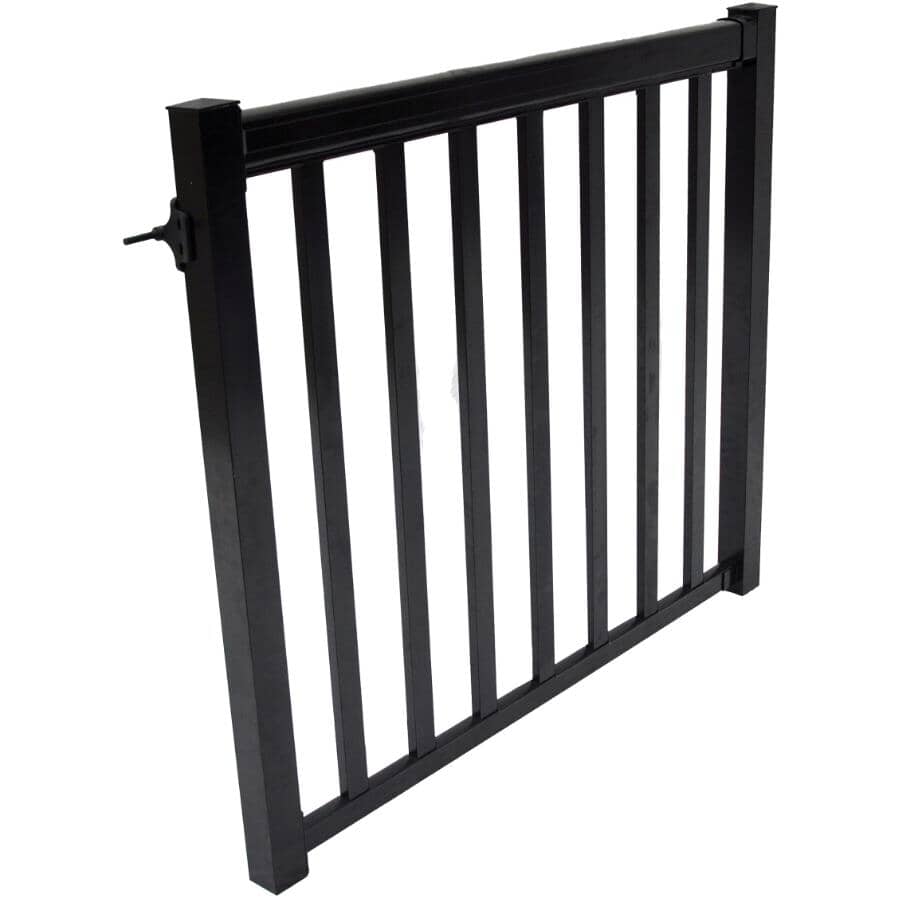 REGAL IDEAS 4' Textured Black Aluminum Wide Gate Picket Railing Package ...