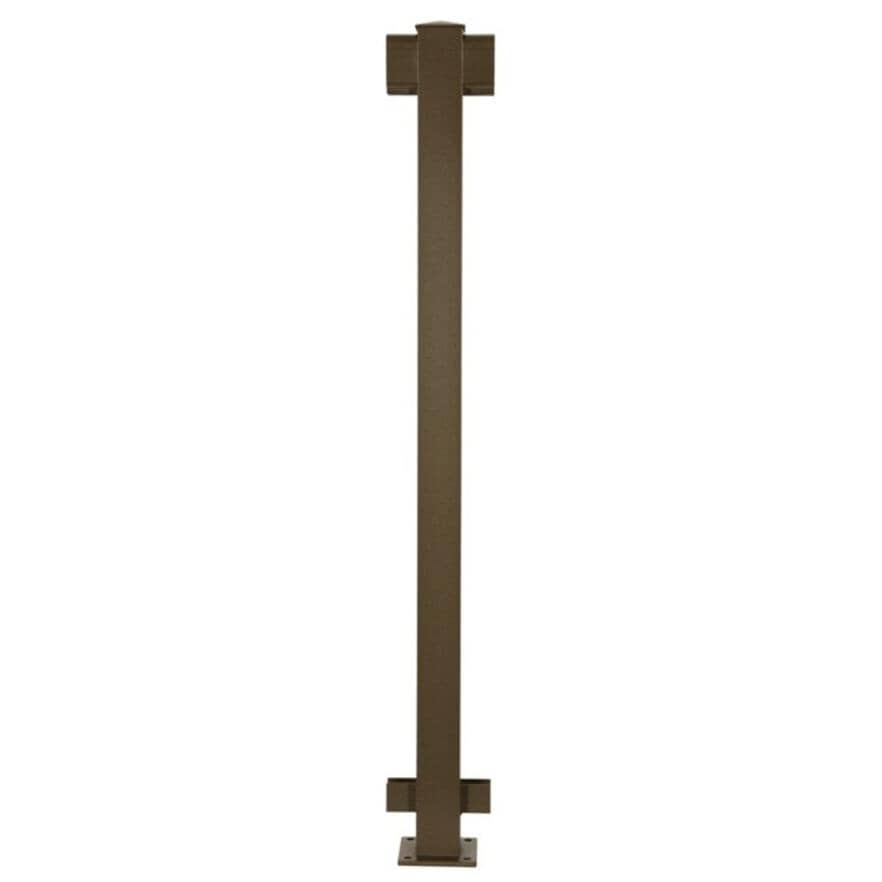 REGAL IDEAS 2-1/4" x 2-1/4" Yard Bronze Aluminum Railing Inline Post ...