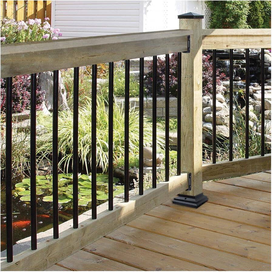NUVO IRON 32" Round Black Steel Balusters with Connectors | Home Hardware