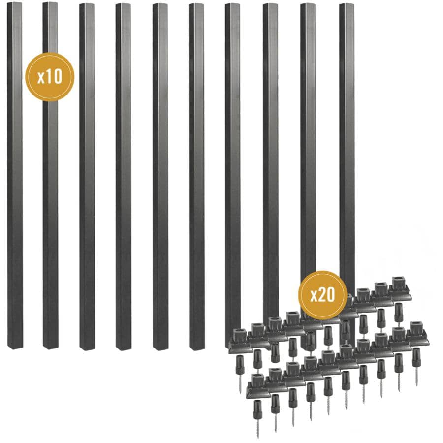 NUVO IRON 36" Square Black Steel Balusters with Connectors | Home Hardware