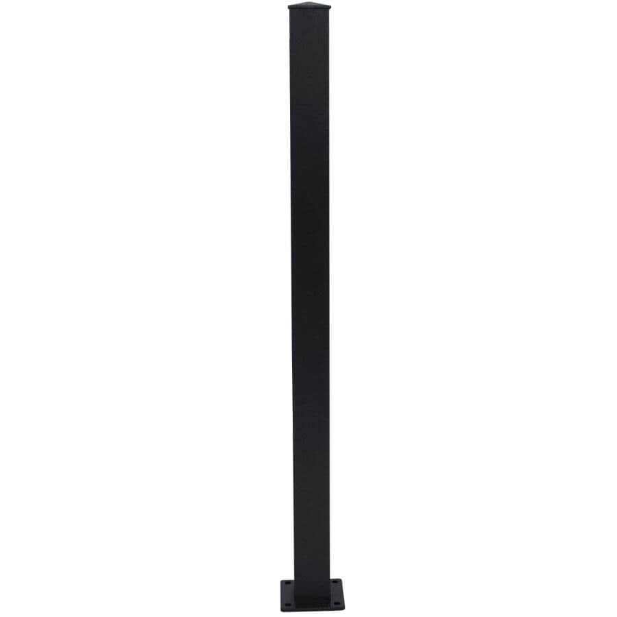 REGAL IDEAS 36" Textured Black Aluminum Railing End Post | Home Hardware
