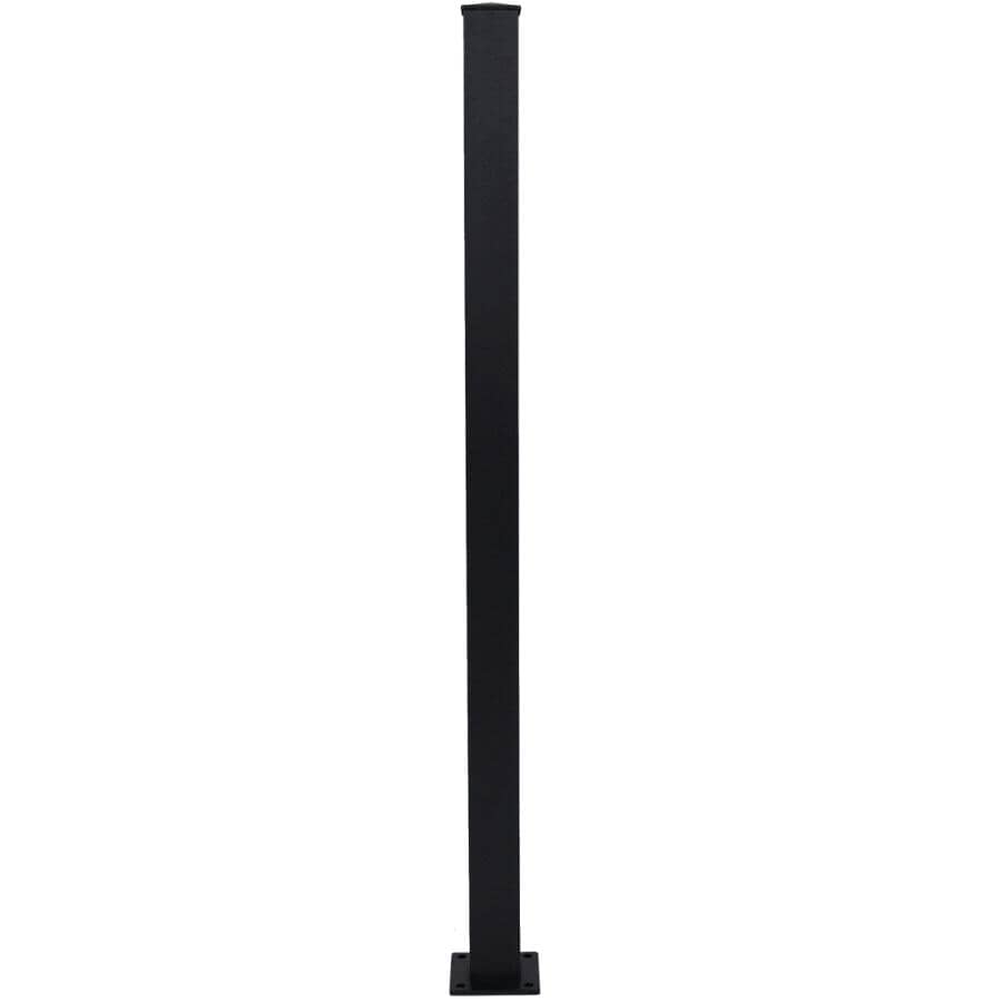REGAL IDEAS 42" Textured Black Aluminum Railing End Post | Home Hardware