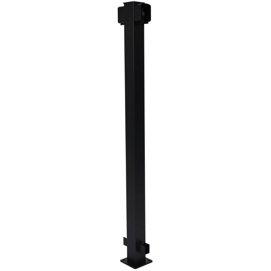 REGAL IDEAS 42" Textured Black Aluminum Railing Corner Post | Home Hardware