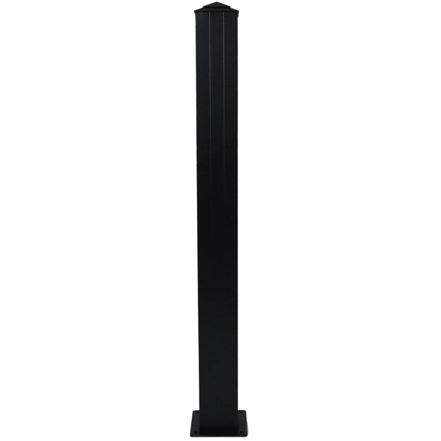 REGAL IDEAS 4" Textured Black Aluminum Railing End Post | Home Hardware
