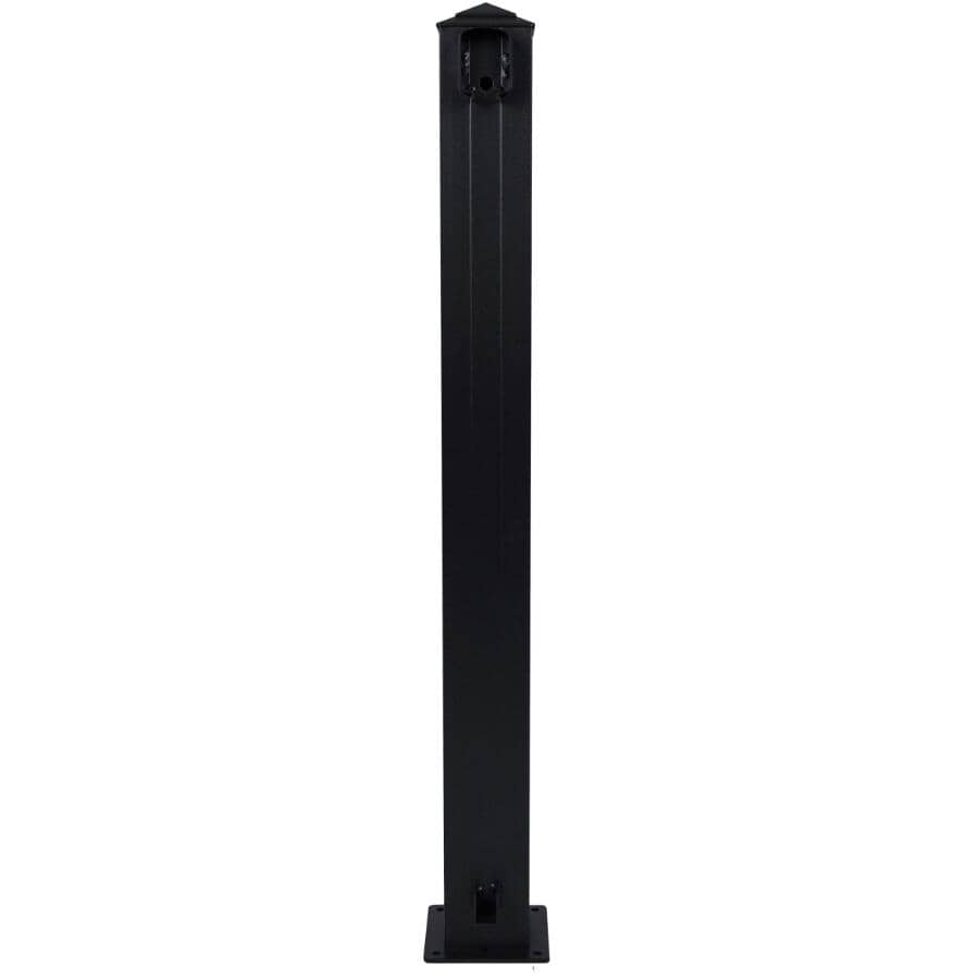 REGAL IDEAS 4" Textured Black Aluminum Railing End Post | Home Hardware