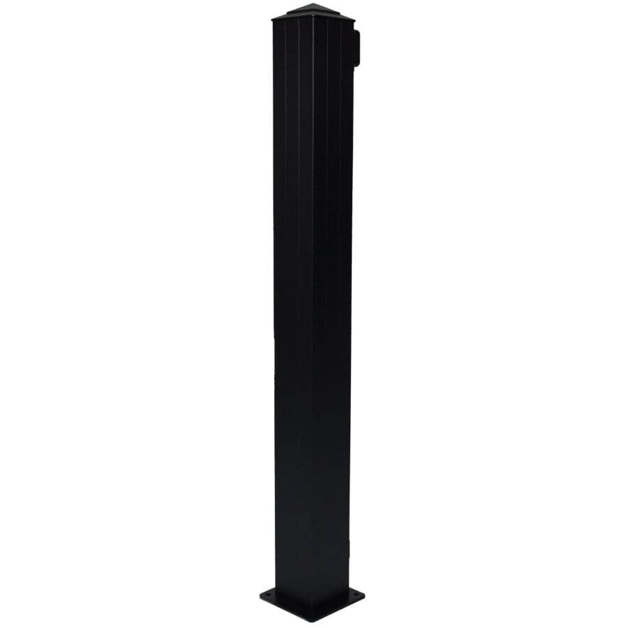 REGAL IDEAS 4" Textured Black Aluminum Railing End Post | Home Hardware