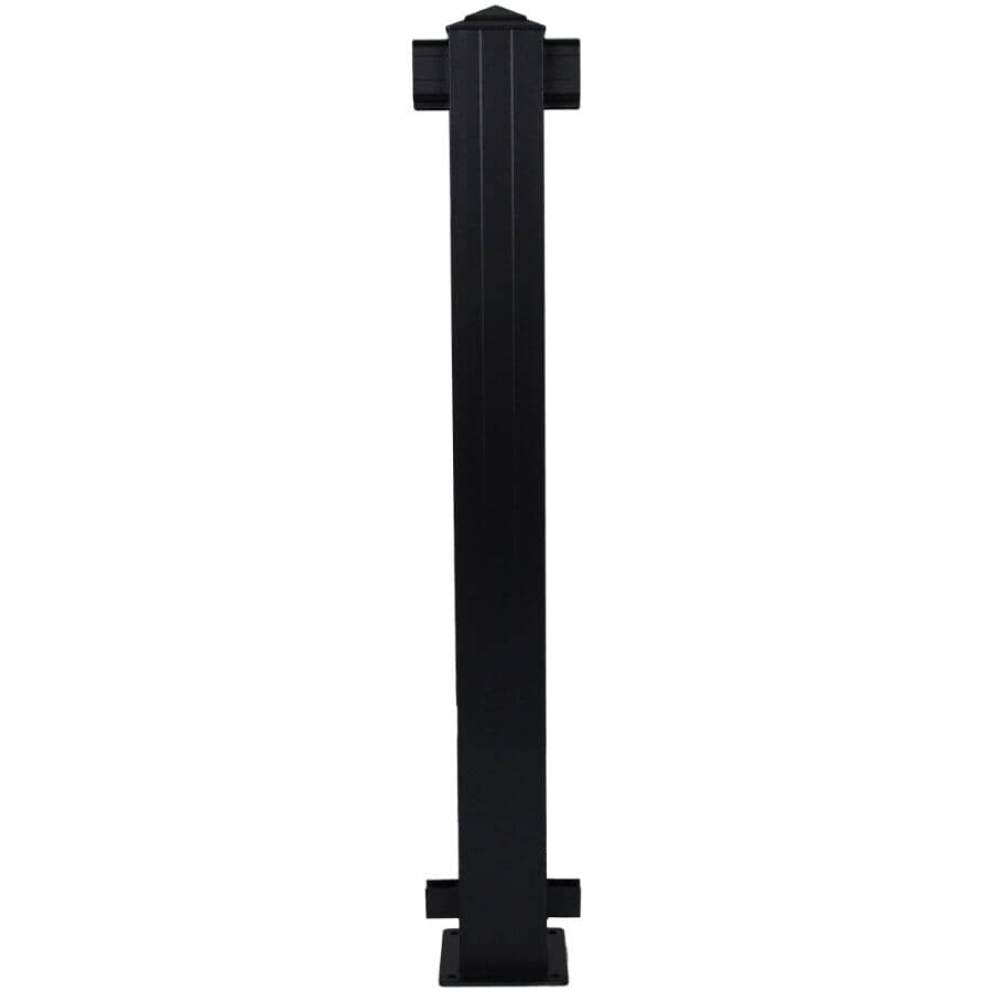 REGAL IDEAS 4" Textured Black Aluminum Railing Line Post | Home Hardware