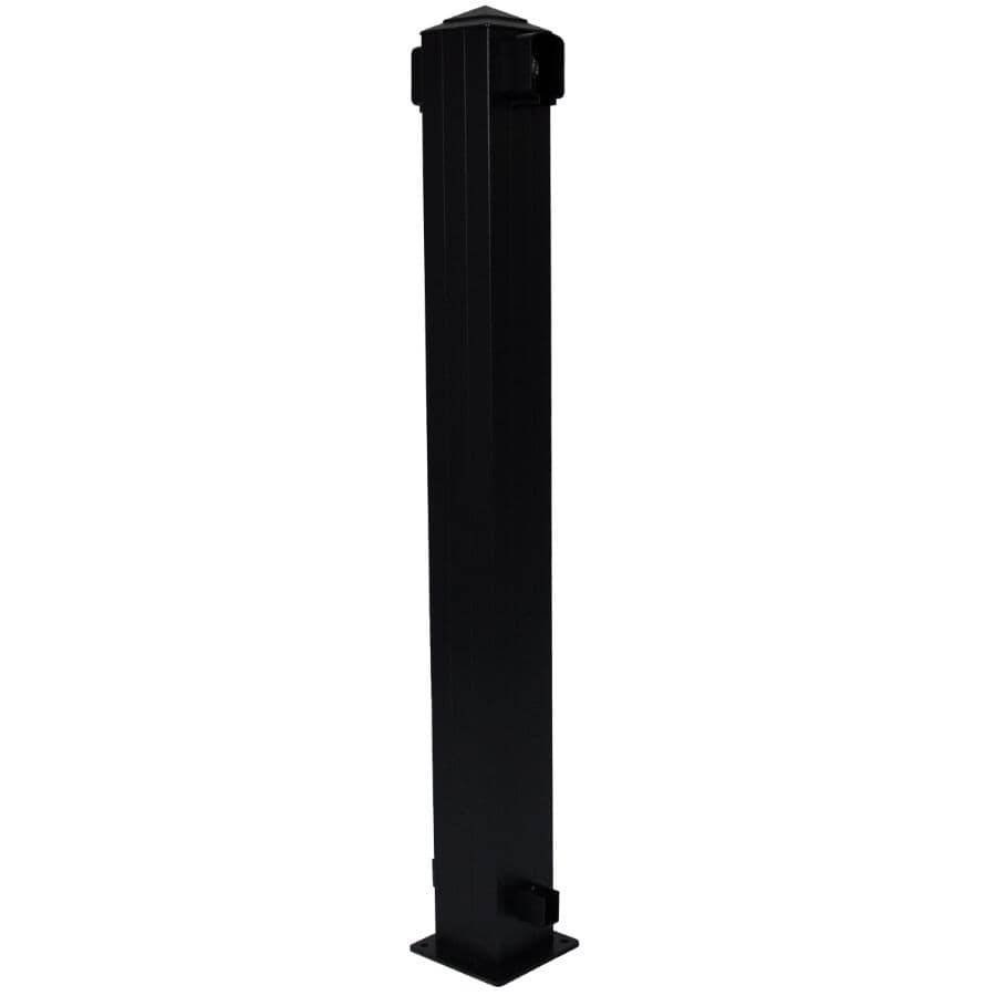REGAL IDEAS 4" Textured Black Aluminum Railing Line Post | Home Hardware