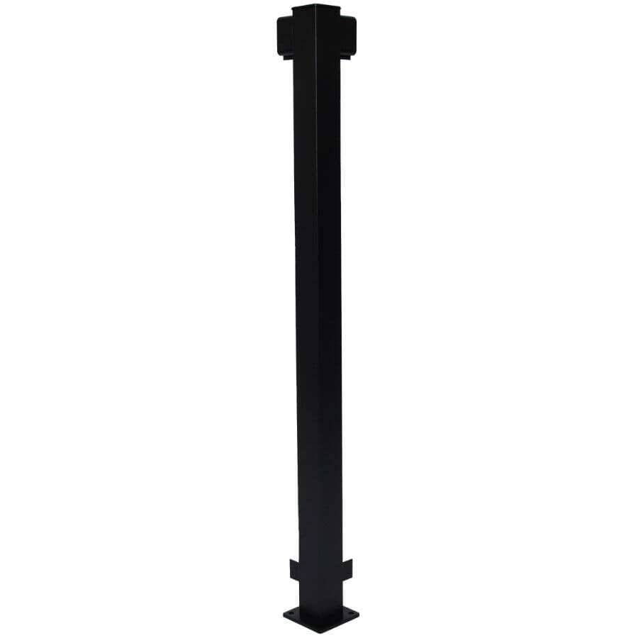 REGAL IDEAS 42" Textured Black Aluminum Railing Corner Post | Home Hardware
