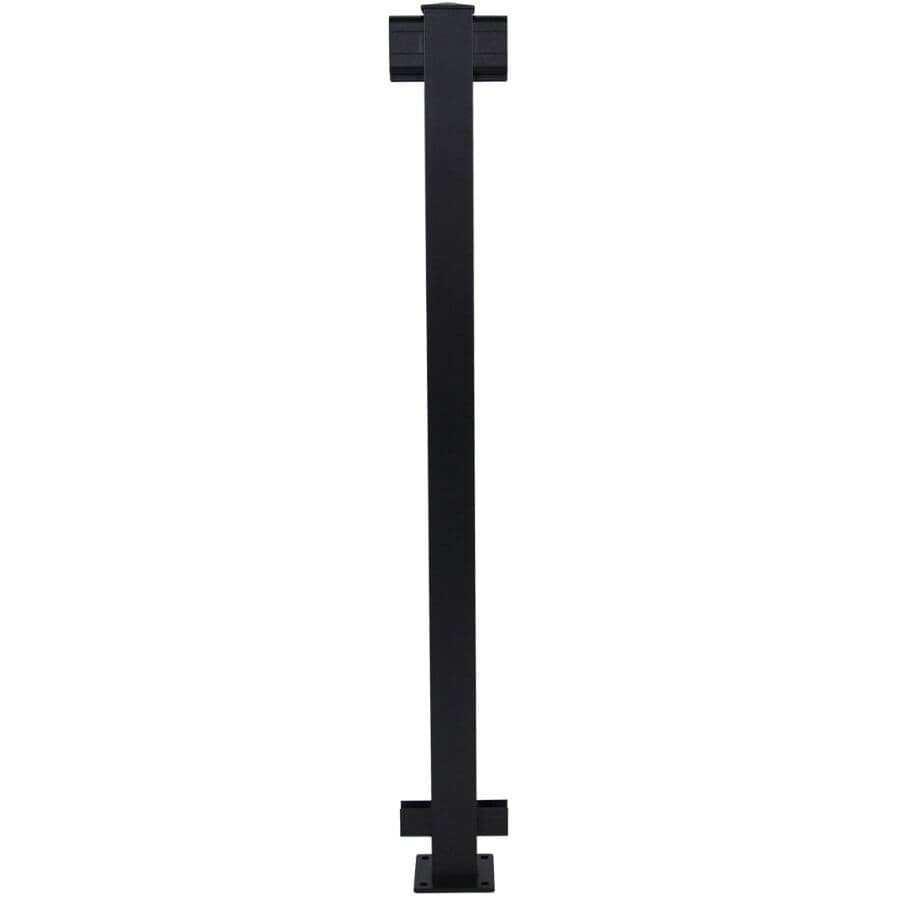 REGAL IDEAS 42" Textured Black Aluminum Railing Line Post | Home Hardware