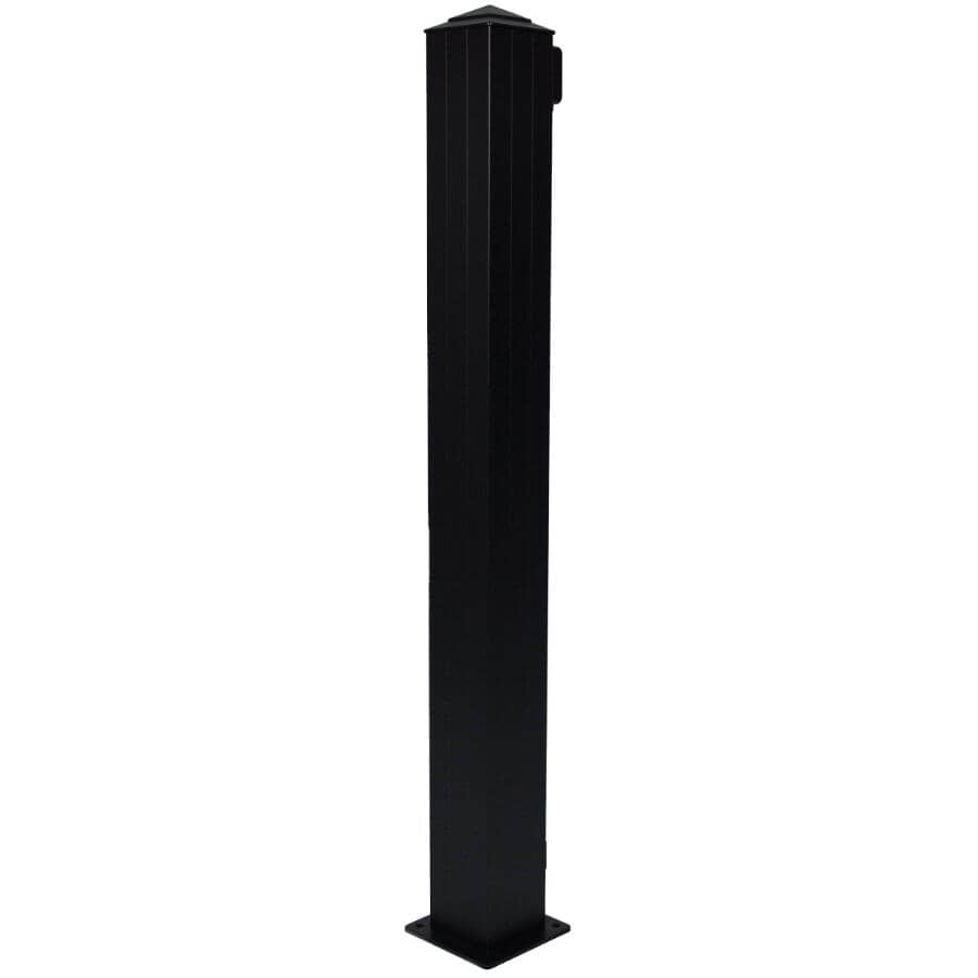REGAL IDEAS 4" Textured Black Aluminum Railing End Post | Home Hardware