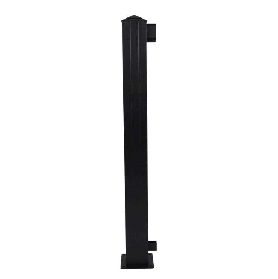 REGAL IDEAS 4" Textured Black Aluminum Railing End Post | Home Hardware
