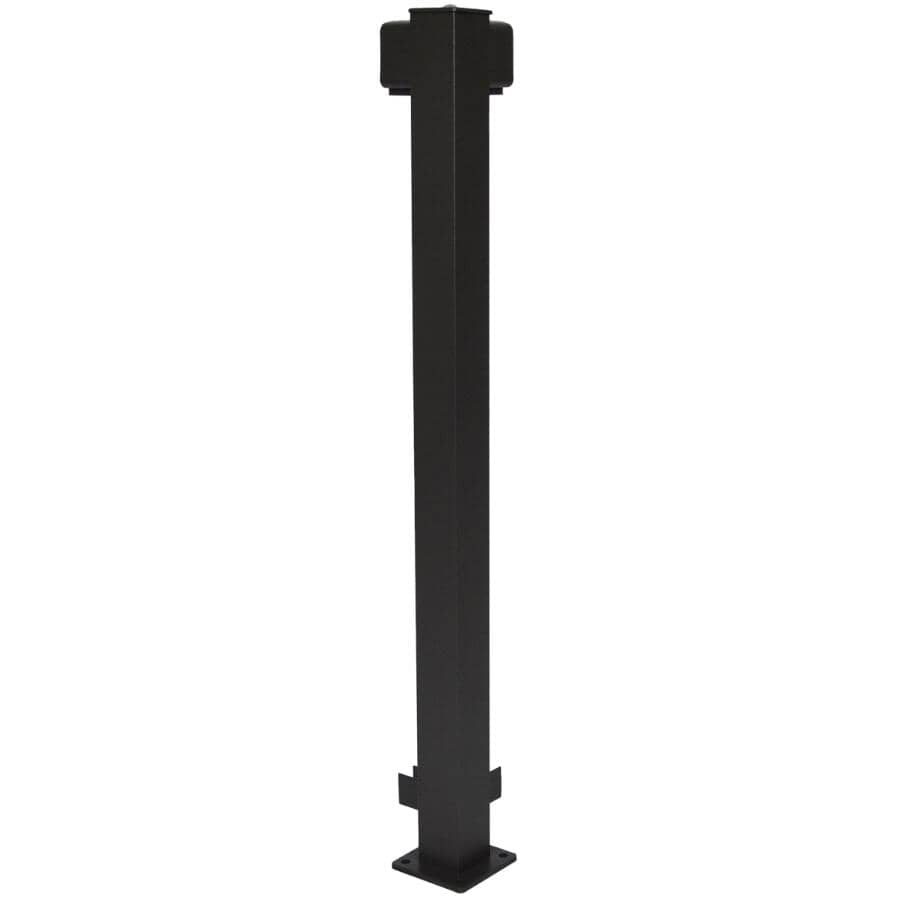 REGAL IDEAS 36" Textured Black Aluminum Railing Corner Post | Home Hardware