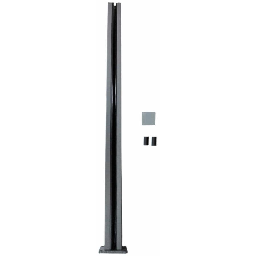 VISTA 42" Textured Grey Frameless Aluminum End Post | Home Hardware