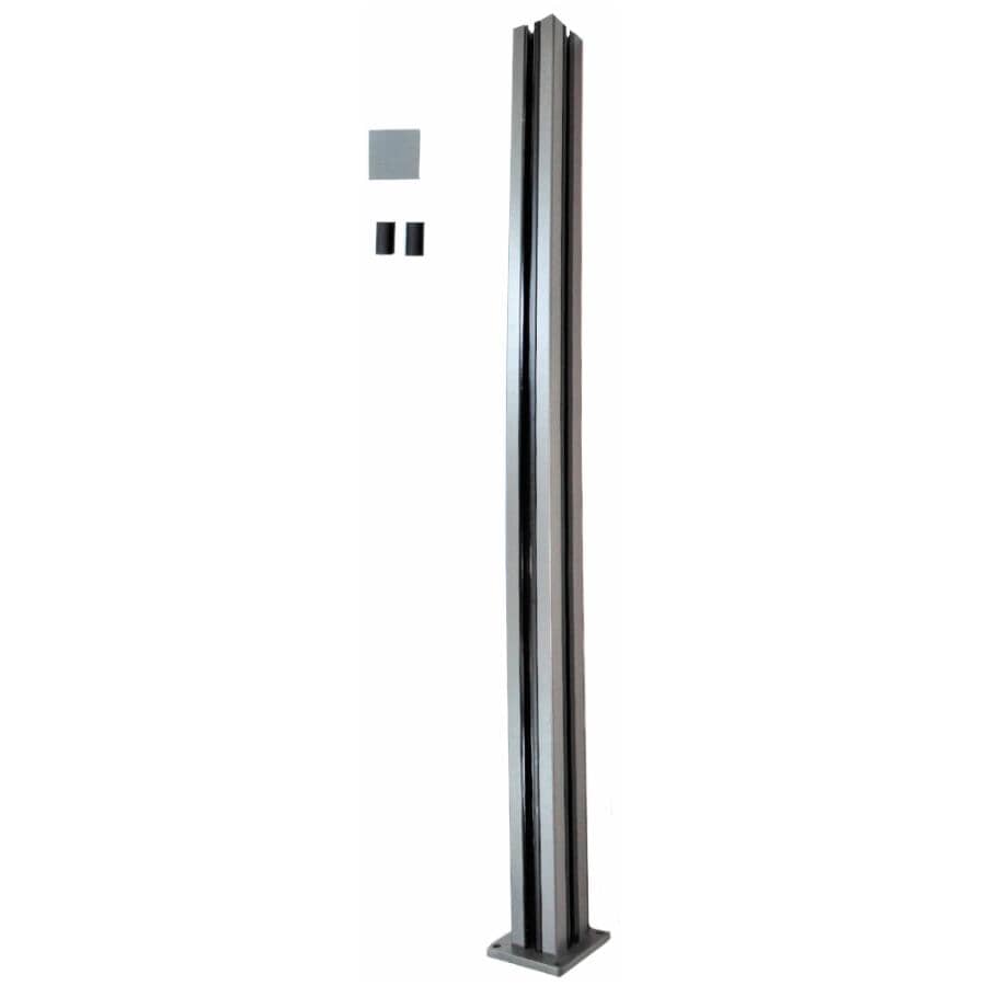 VISTA 90 Deg Textured Grey Frameless Aluminum Corner Post | Home Hardware