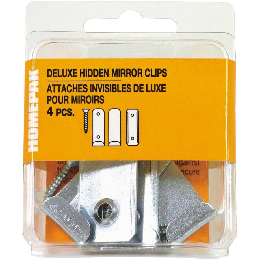 Home Pak 4 Pack Metal Heavy Duty Hidden Mirror Clips | Home Hardware